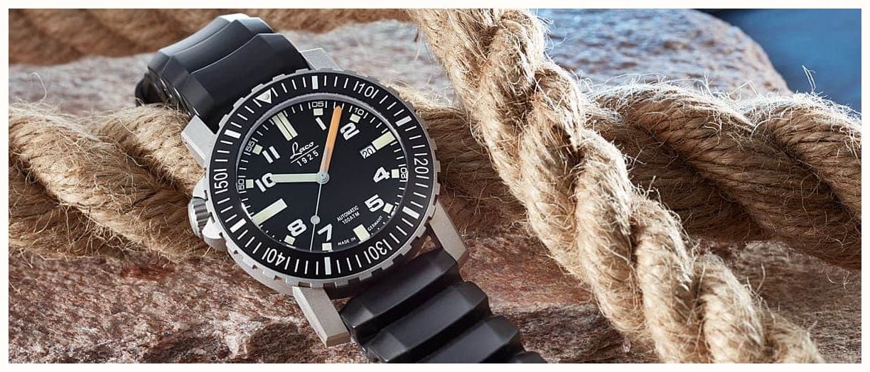 Laco Ocean 1000m Automatic (45.8mm) Black Dial / Black Rubber Strap ...
