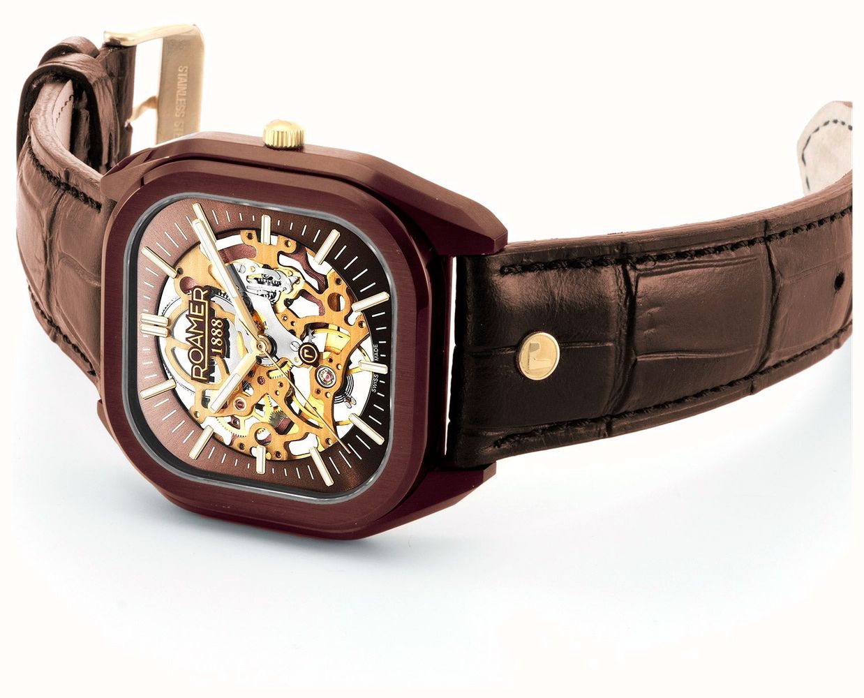 Roamer Men's Mechano MST (39.5mm) Brown Skeleton Dial / BrownGold ...