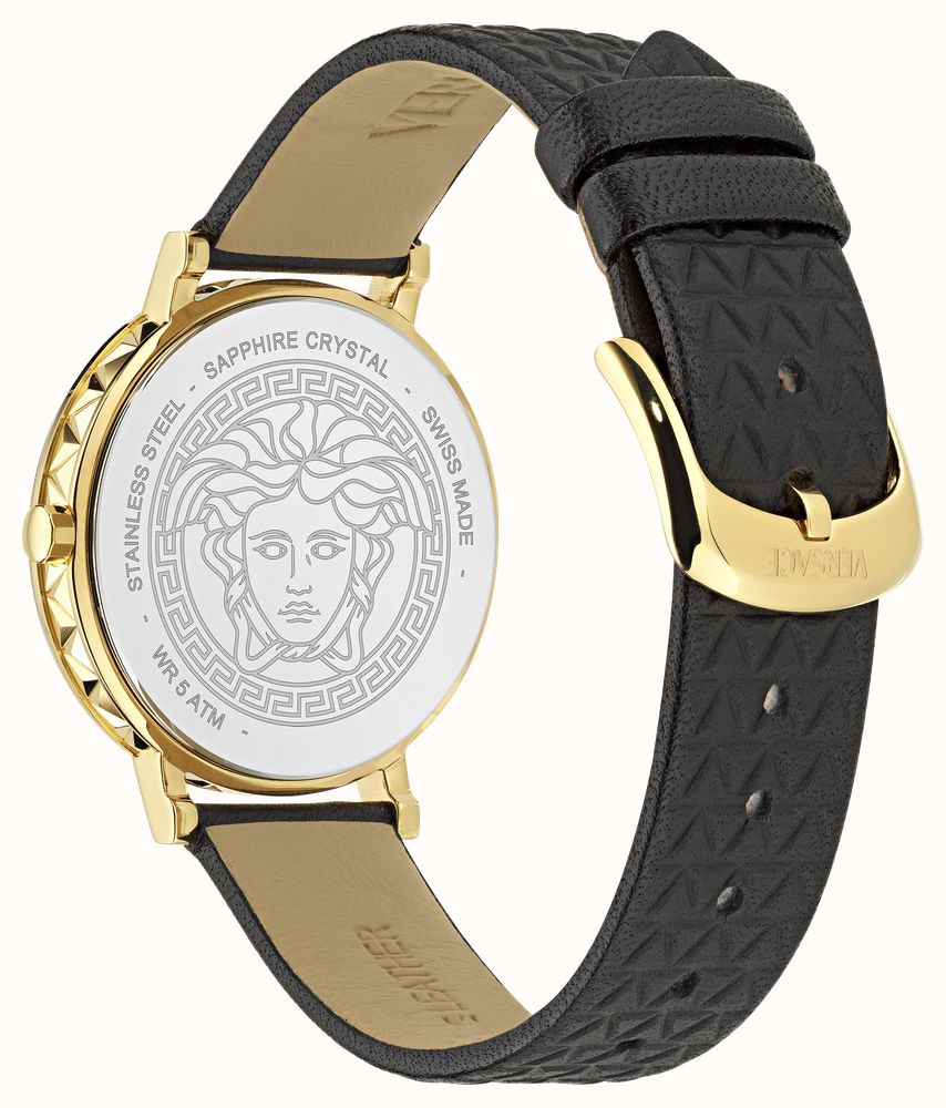 Versace Women's VERSACE Daedalus (35mm) Black Dial / Black Leather ...
