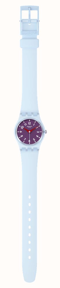 Swatch POWDER PLUM (25mm) Purple Dial / Light Blue Silicone Strap LL126 ...