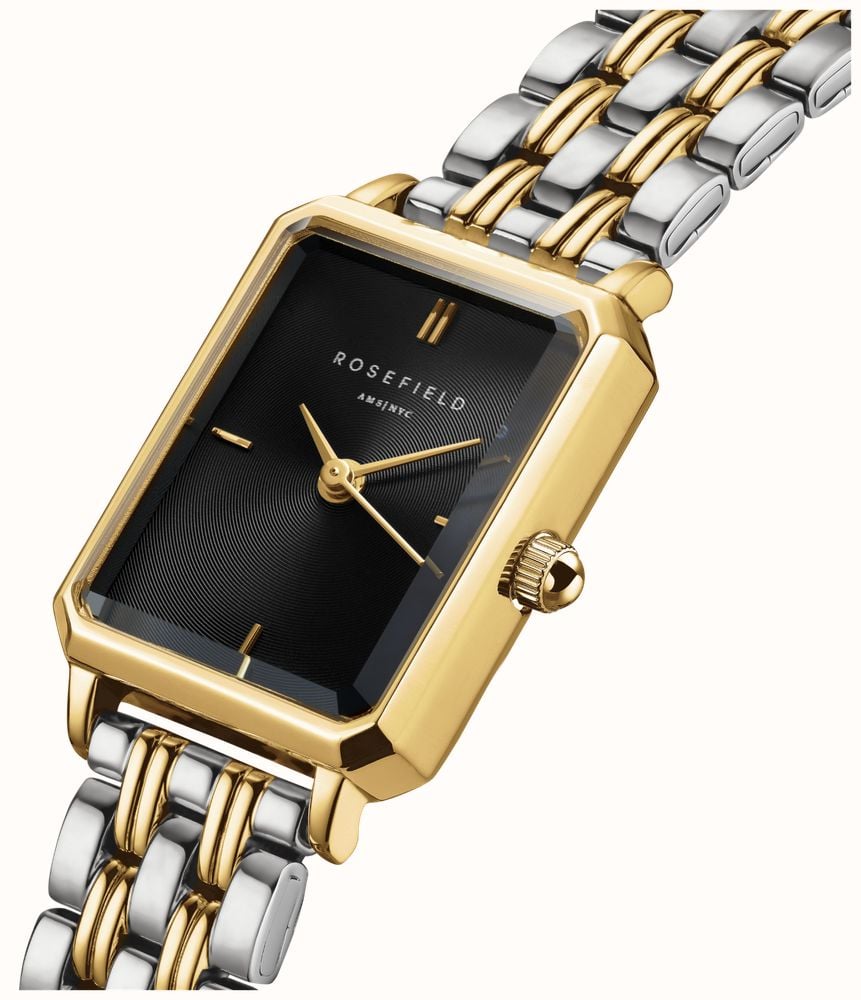 Rosefield Octagon XS (19.5mm) Black Dial / Two-Tone Stainless Steel ...
