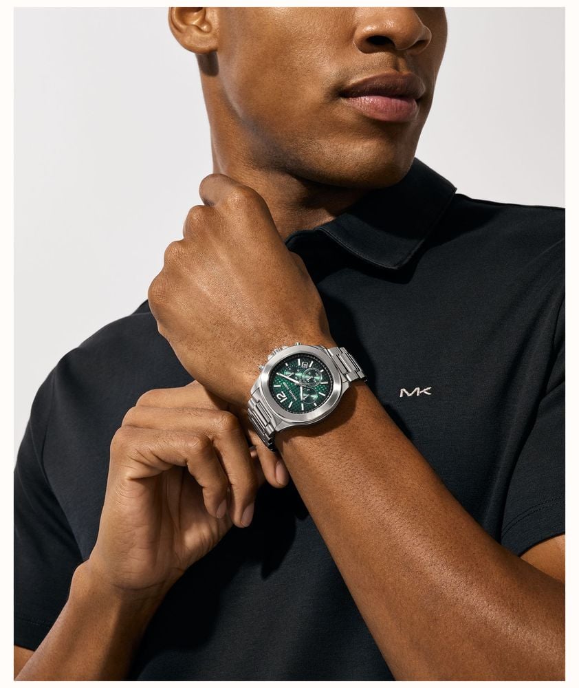 Michael Kors Oversized Sage Chrono (44mm) Green Dial / Stainless Steel ...