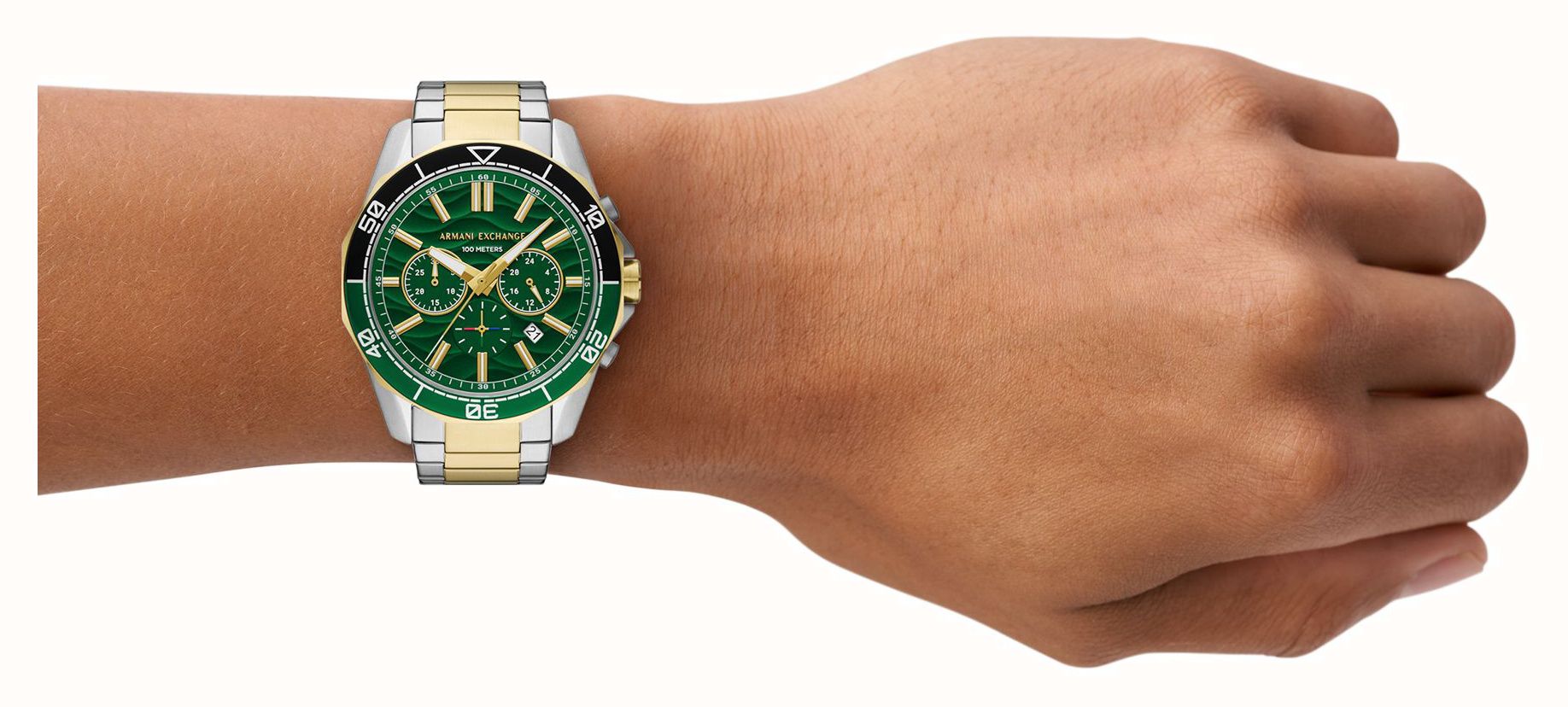 Armani Exchange Men's Quartz Chronograph (44mm) Textured Green Dial ...