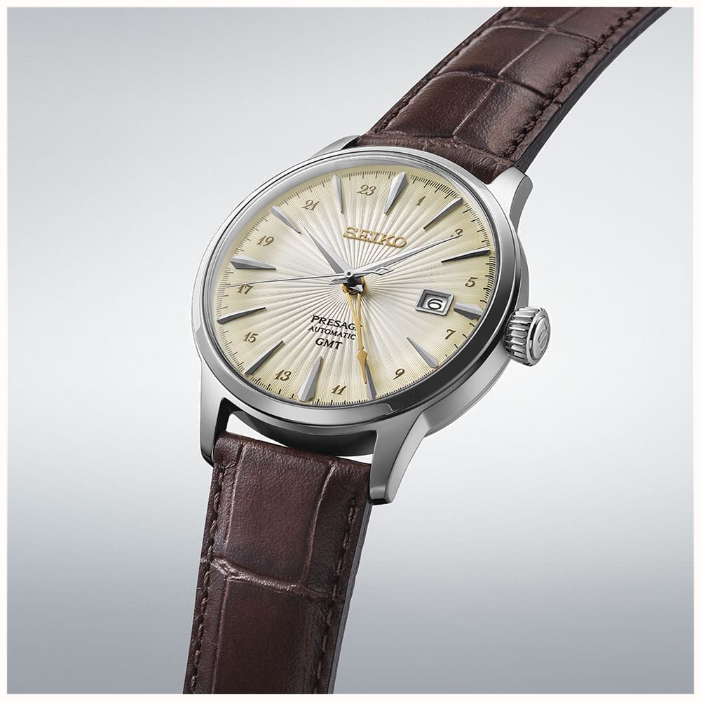 Seiko Presage ‘Acacia’ Cocktail Time GMT (40.5mm) Cream Dial / Brown ...