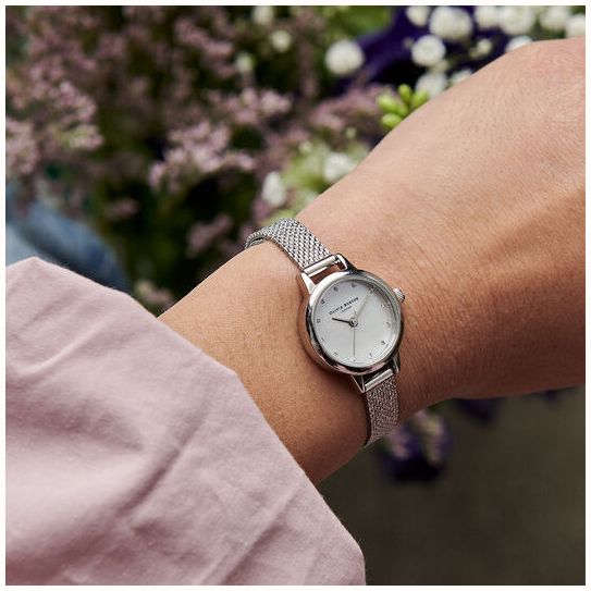 Olivia Burton Mini White Mother Of Pearl Dial, Sparkle Markers & Silver ...