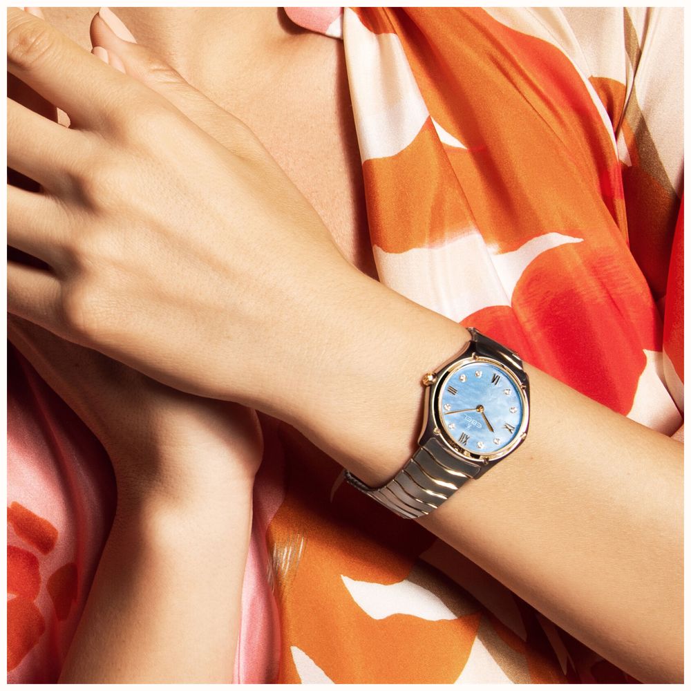 EBEL Sport Classic Grande Lady - 8 Diamonds (33mm) Tranquil Blue Dial ...