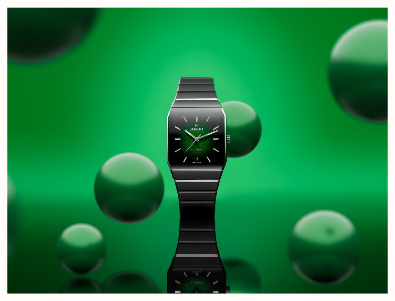 RADO Anatom Automatic (32.5mm) Green Gradient Dial / Black Rubber Strap ...