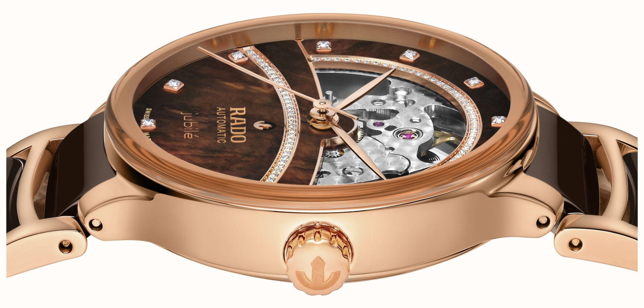 RADO Women's Centrix Open Heart Automatic (35mm) Brown Mother-of-Pearl ...