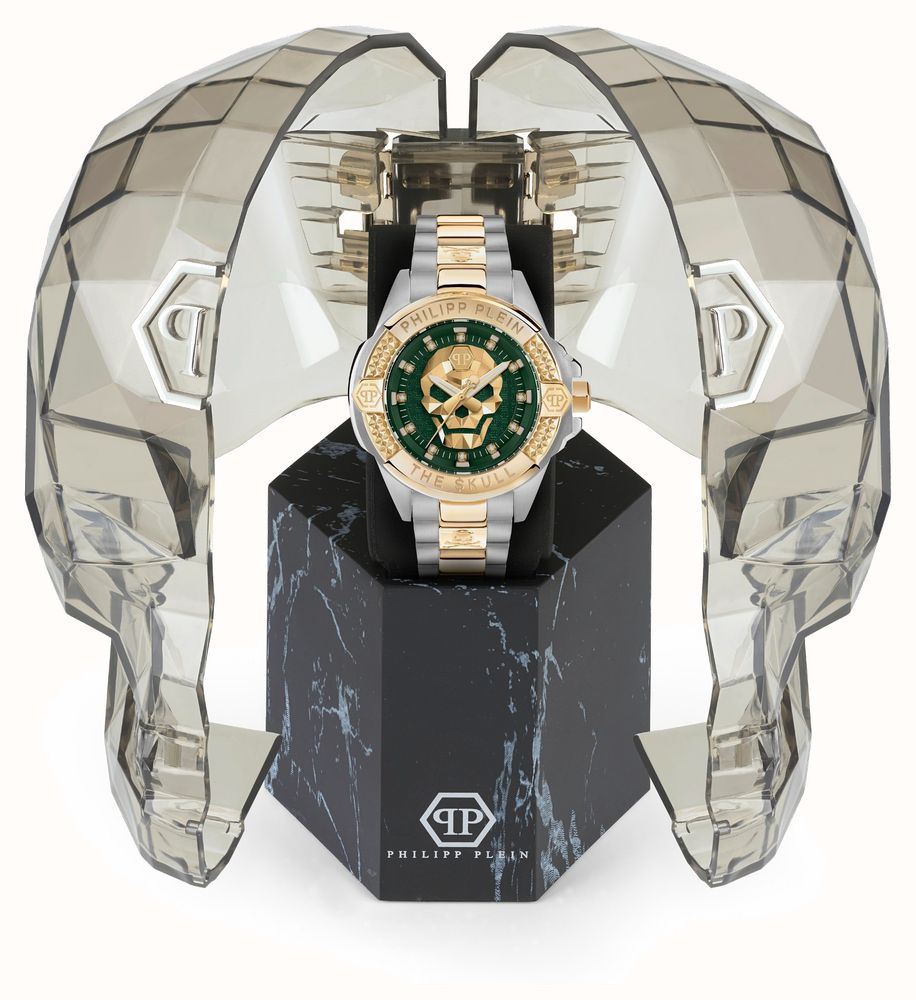 Philipp Plein THE $KULL GENDERLESS HIGH-CONIC / Green Dial Two Tone ...