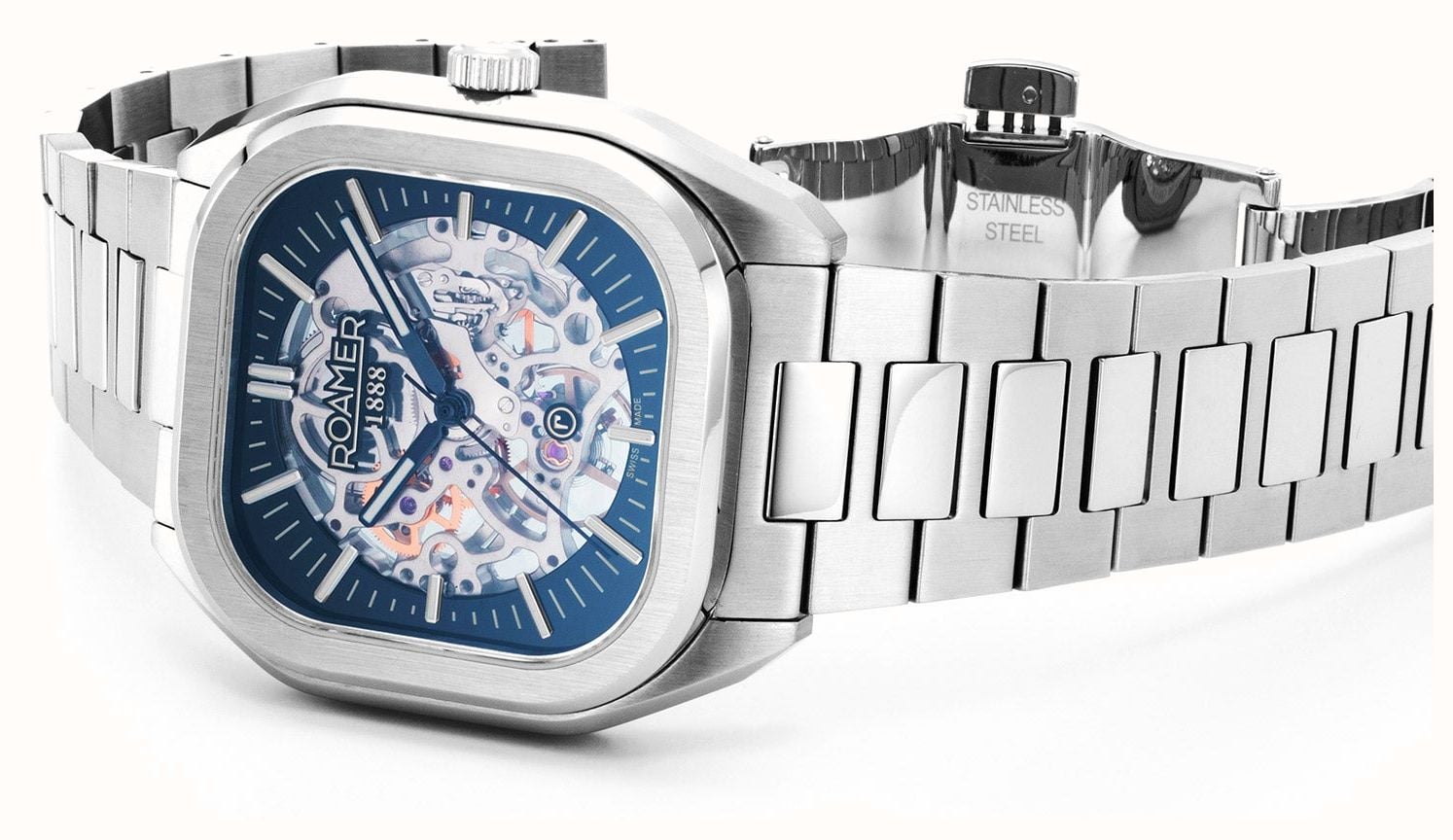 Roamer Men's Mechano MST (39.5mm) Blue Skeleton Dial / Stainless Steel ...