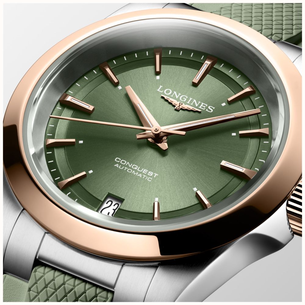 LONGINES Conquest Automatic (34mm) Green Dial / Green Rubber Strap ...