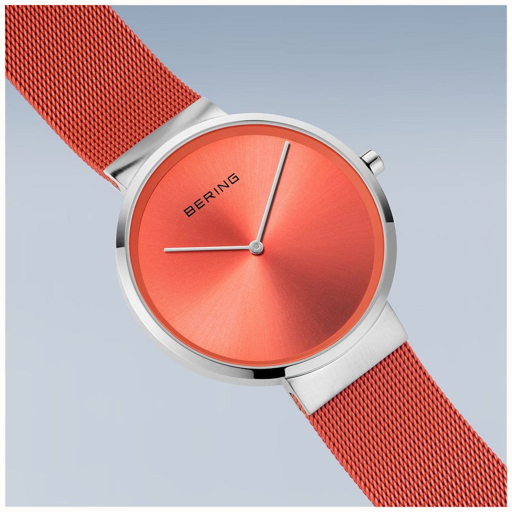 Bering Classic (39mm) Orange Dial / Orange Steel Mesh Bracelet 14539 ...