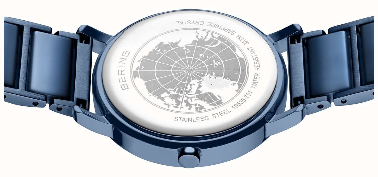 Bering Women's Solar Blue Dial / Blue Ceramic And Stainless Steel ...