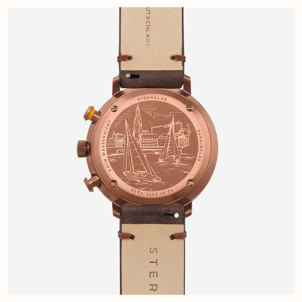 STERNGLAS Hamburg Mecha-Quartz Chronograph (42mm) Dark Green Dial ...
