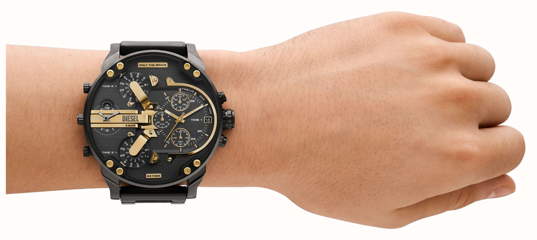 Diesel MR. DADDY Multifunction (57mm) Black & Gold Dial / Black PVD ...