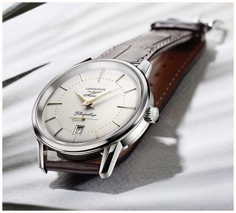 LONGINES Flagship Heritage (38.5mm) Cream Dial / Brown Leather Strap ...