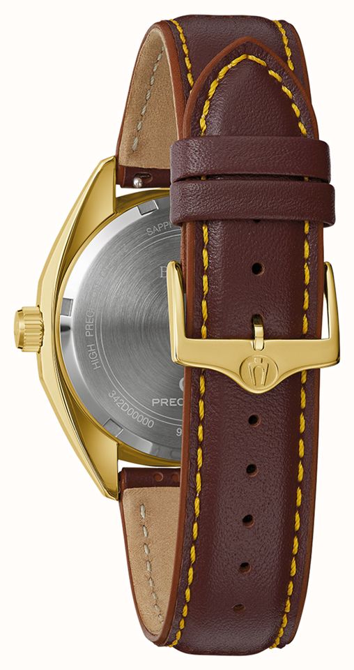 Bulova Jet Star (40mm) Gold Dial / Brown Leather Strap 97B214 - First ...