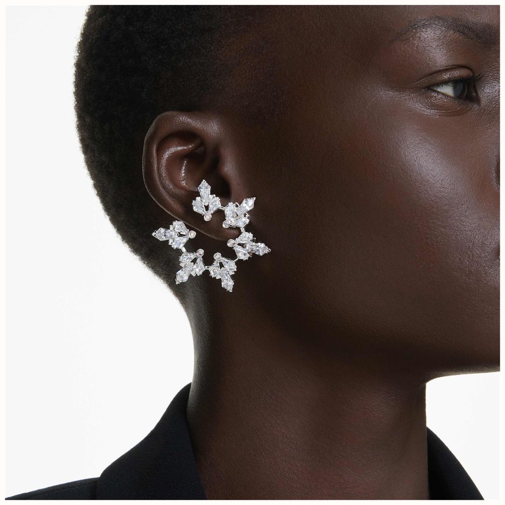 Swarovski Idyllia Snowflake Mixed Cut White Crystals Rhodium Plated ...