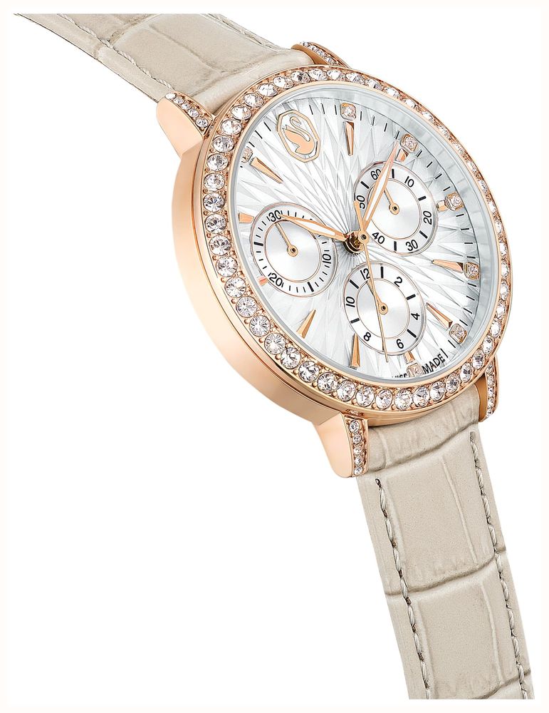 Swarovski Matrix Tennis Chrono (36mm) Silver Guilloché Dial / Beige ...