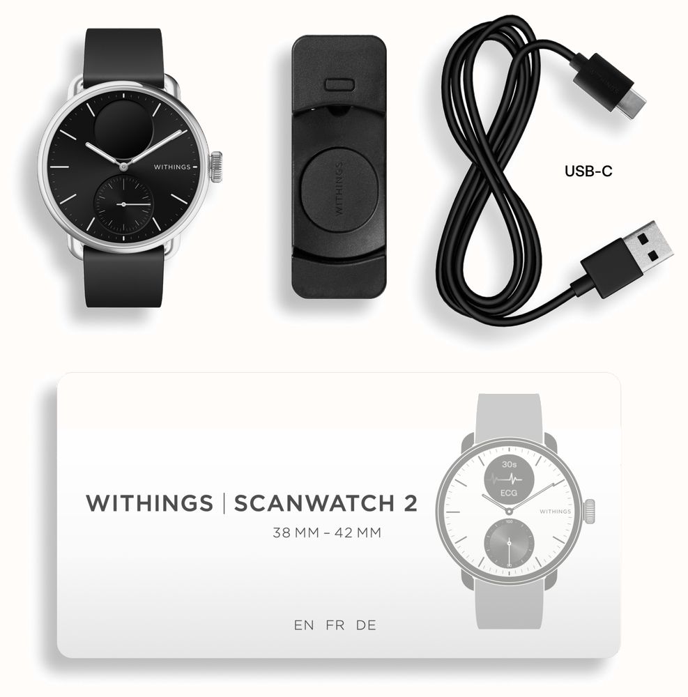 Withings ScanWatch 2 - Hybrid Smartwatch With ECG (38mm) Black Hybrid ...