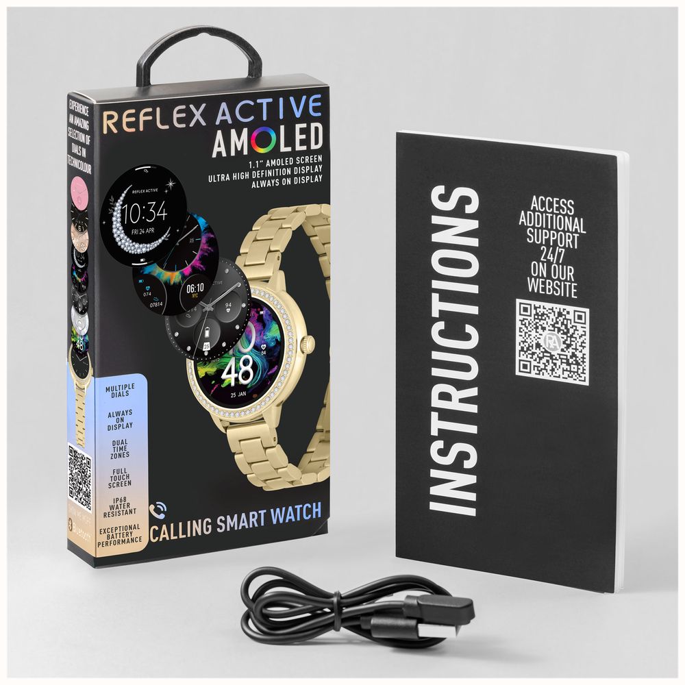 Reflex Active Series 41 Amoled Smart Calling Watch (38mm) Gold-Tone ...