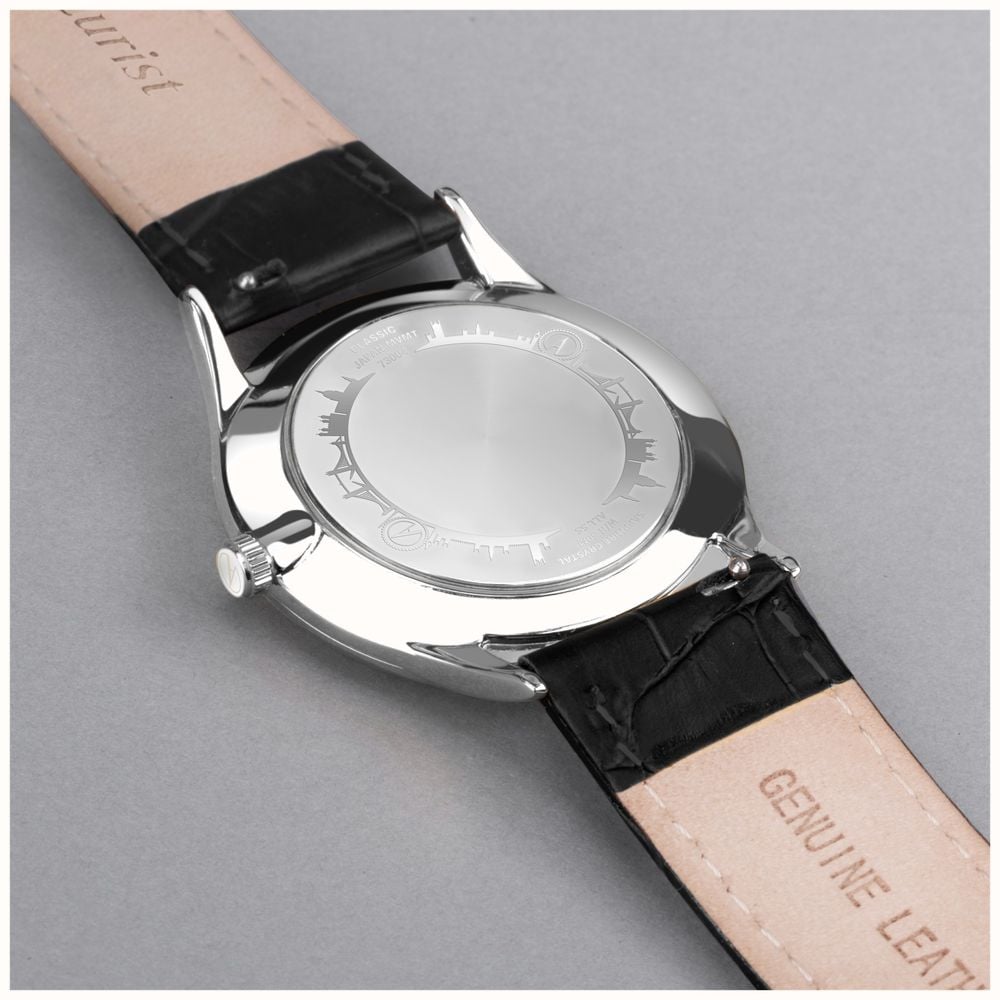 Accurist Men's Classic (37mm) Silver Dial / Black Leather Strap 73004 ...