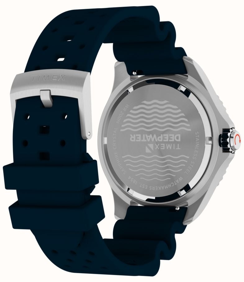 Timex Deepwater Meridian 200 (44mm) Blue Wave Dial / Blue Synthetic ...