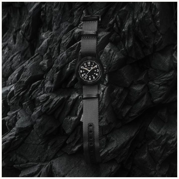 Hamilton Khaki Field Mechanical (38mm) Black Dial / Grey NATO Strap ...