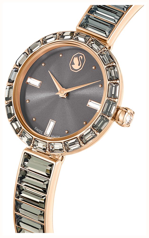 Swarovski Matrix (25mm) Grey Dial / Grey Crystal-Set Rose Gold-Tone ...