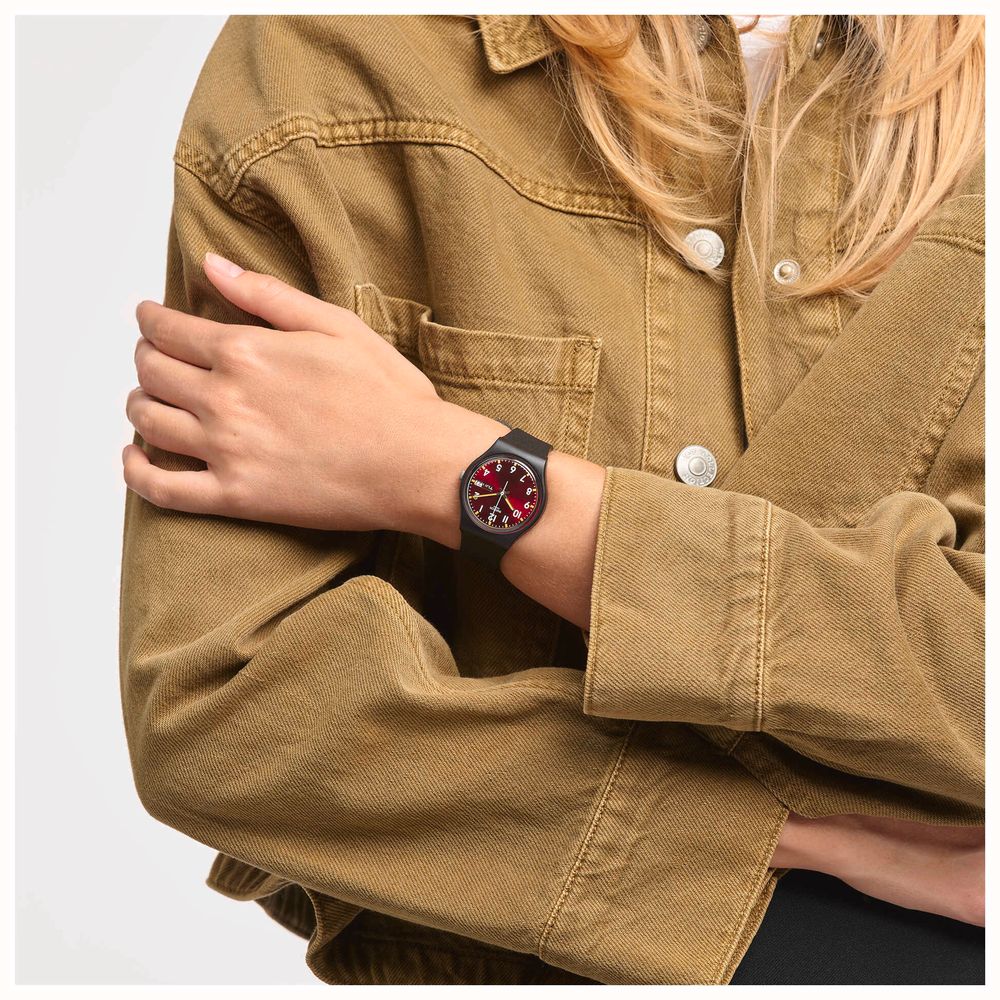 Swatch SIR RED (34mm) Red Dial / Black Biosourced Material Strap ...