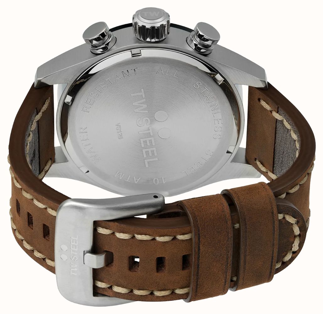 TW Steel Men's Volante | Black Chronograph Dial | Brown Leather Strap ...