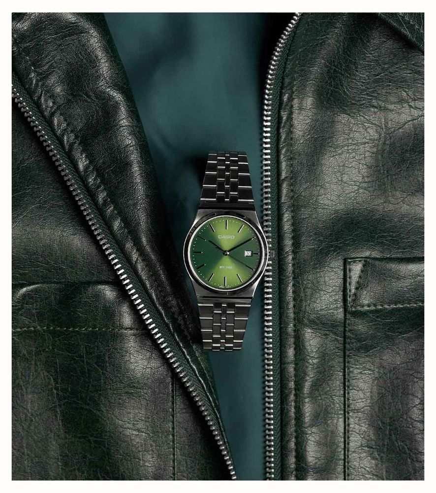 Casio MTP Series Analogue Quartz (35mm) Forest Green Sunray Dial ...