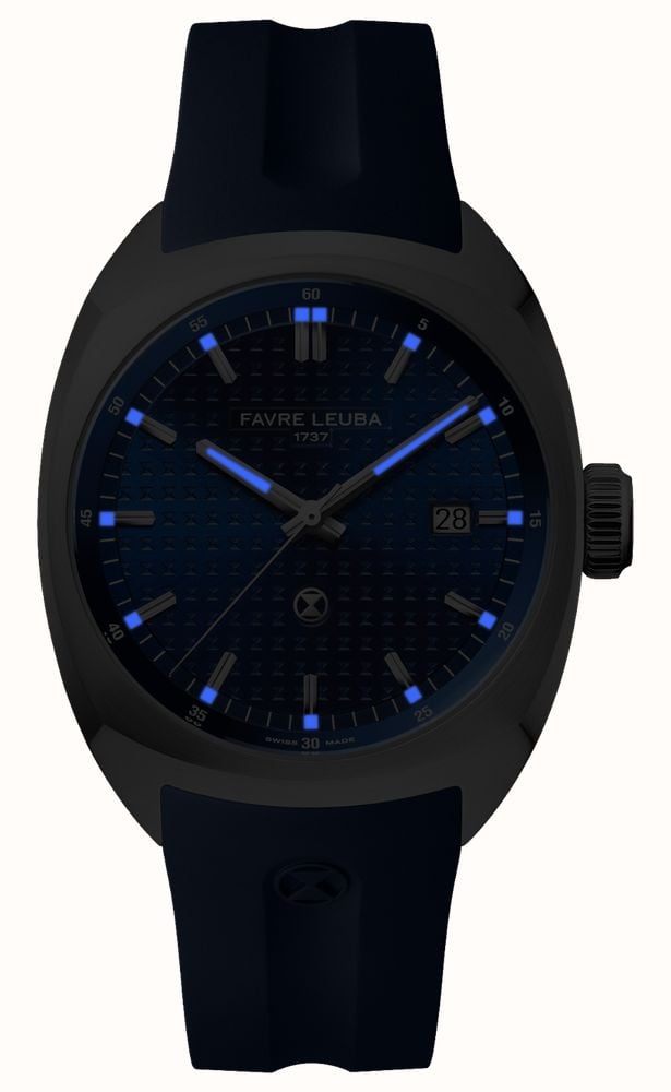 Favre Leuba Chief Date Automatic (40mm) Blue Monogram Pattern Dial ...