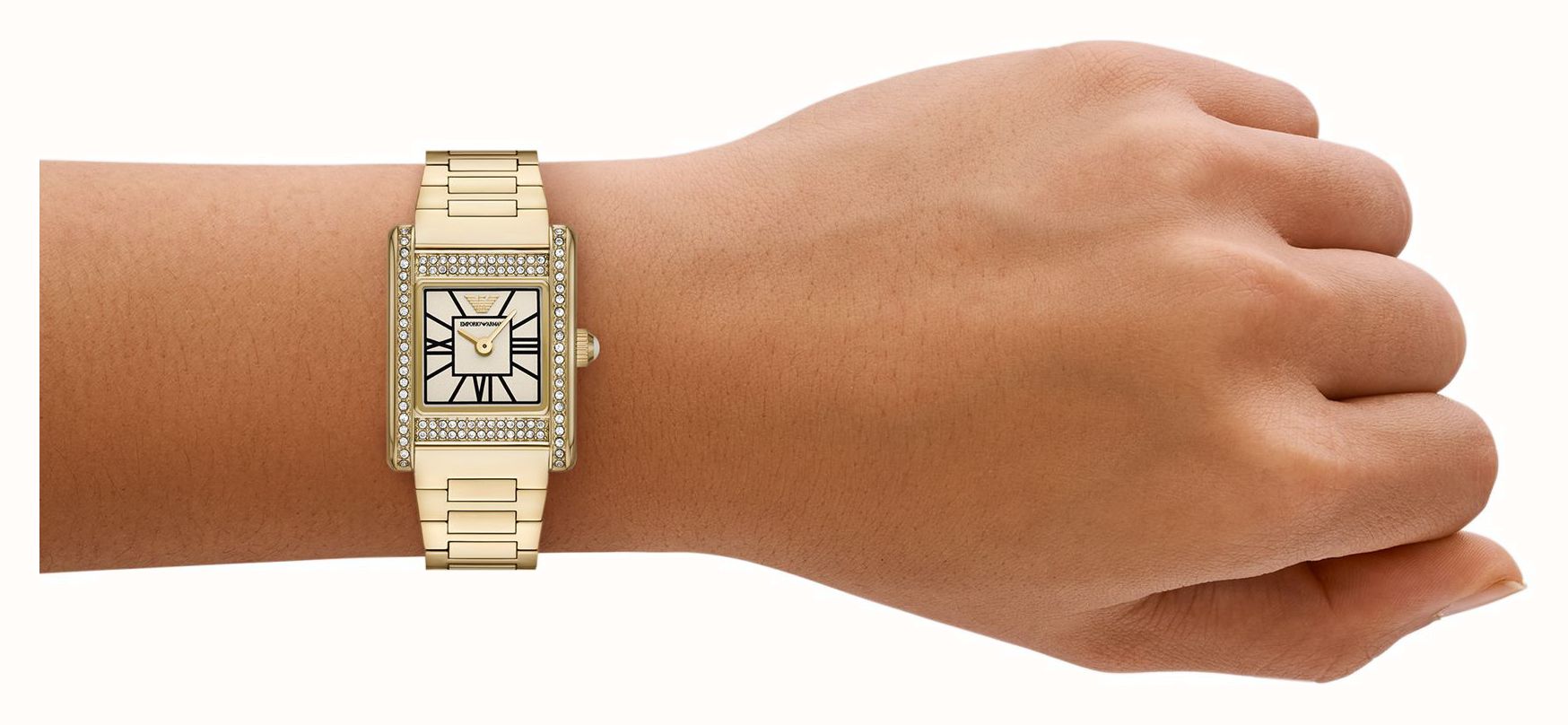 Emporio Armani Two-Hand Crystal Quartz (22mm) Gold Dial / Gold PVD ...