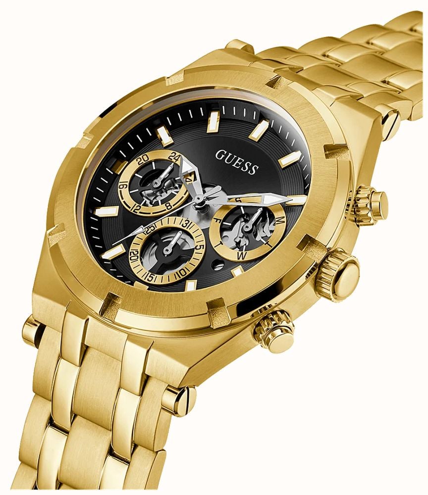 Guess Men's Black Chronograph Dial Gold Tone Stainless Steel Bracelet ...