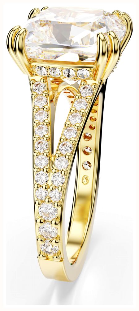 Swarovski Stilla Cocktail Ring White Crystals Gold-Tone Plated Size 55 ...
