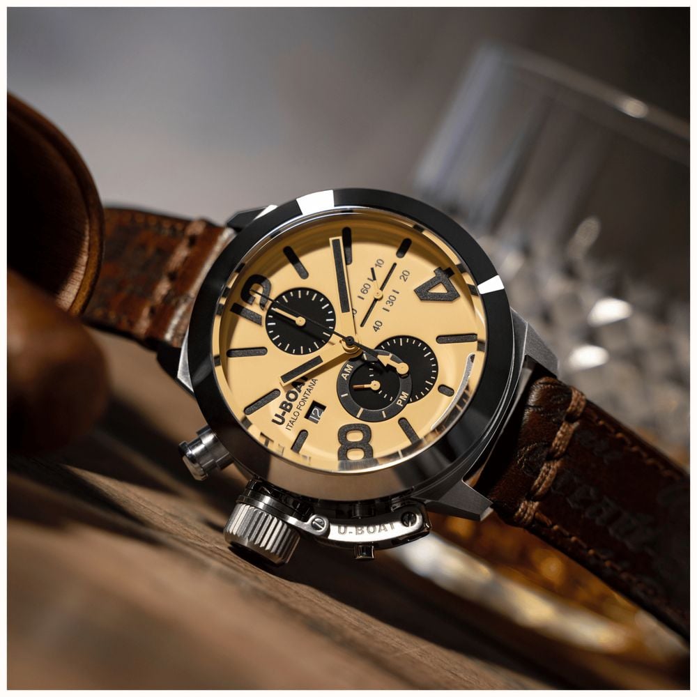 U-Boat CLASSICO 45 Tungsteno CAS2 (45mm) Beige Dial / Cognac Brown Laser Aged Leather 9568 ...