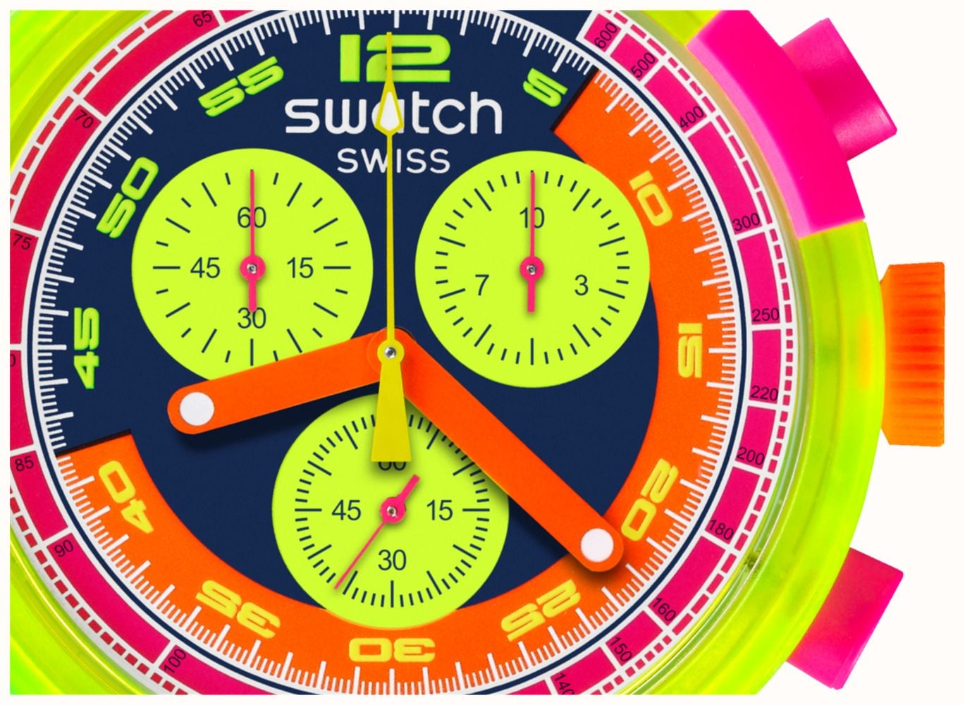 Swatch NEON TO THE MAX Black And Neon Chrono Dial / Black Bio-Sourced ...