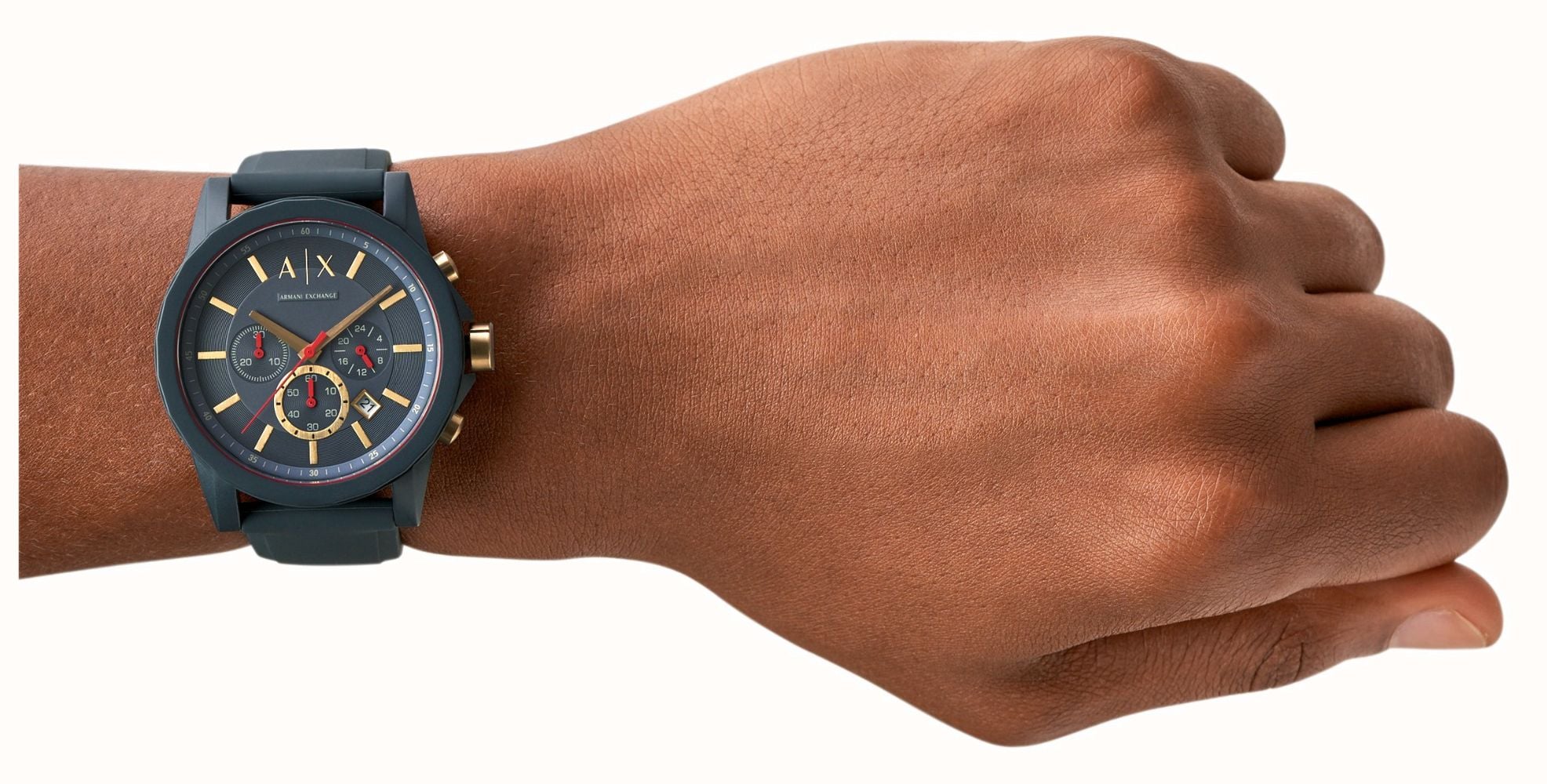 Armani Exchange Blue Chronograph Dial | Blue Silicone Strap AX1335 ...