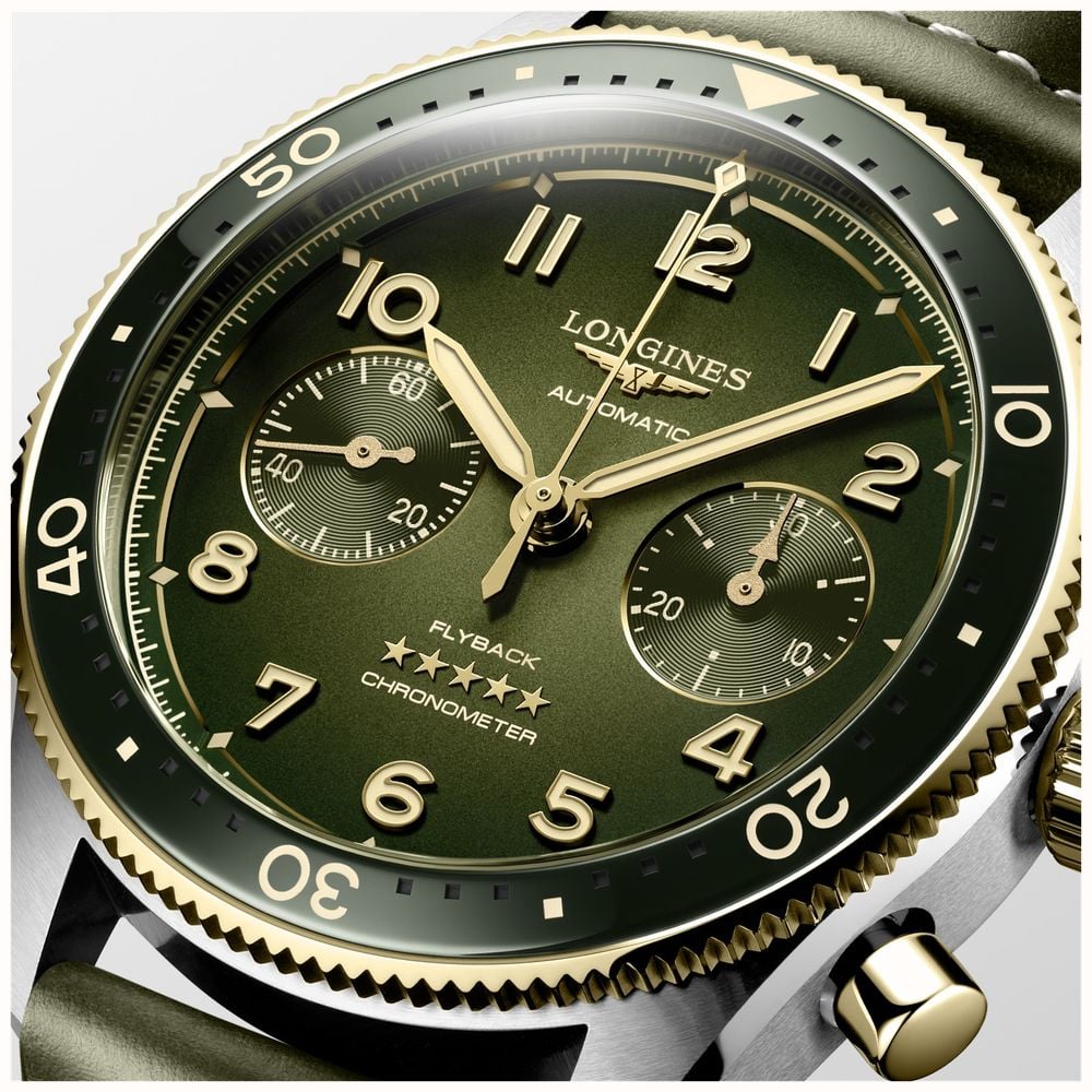 LONGINES Spirit Flyback Automatic Chronometer 18k (42mm) Green Dial ...