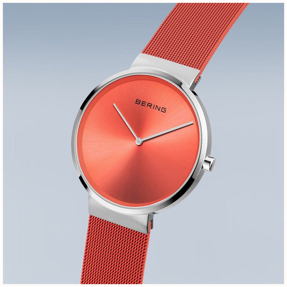 Bering Classic (39mm) Orange Dial / Orange Steel Mesh Bracelet 14539 ...