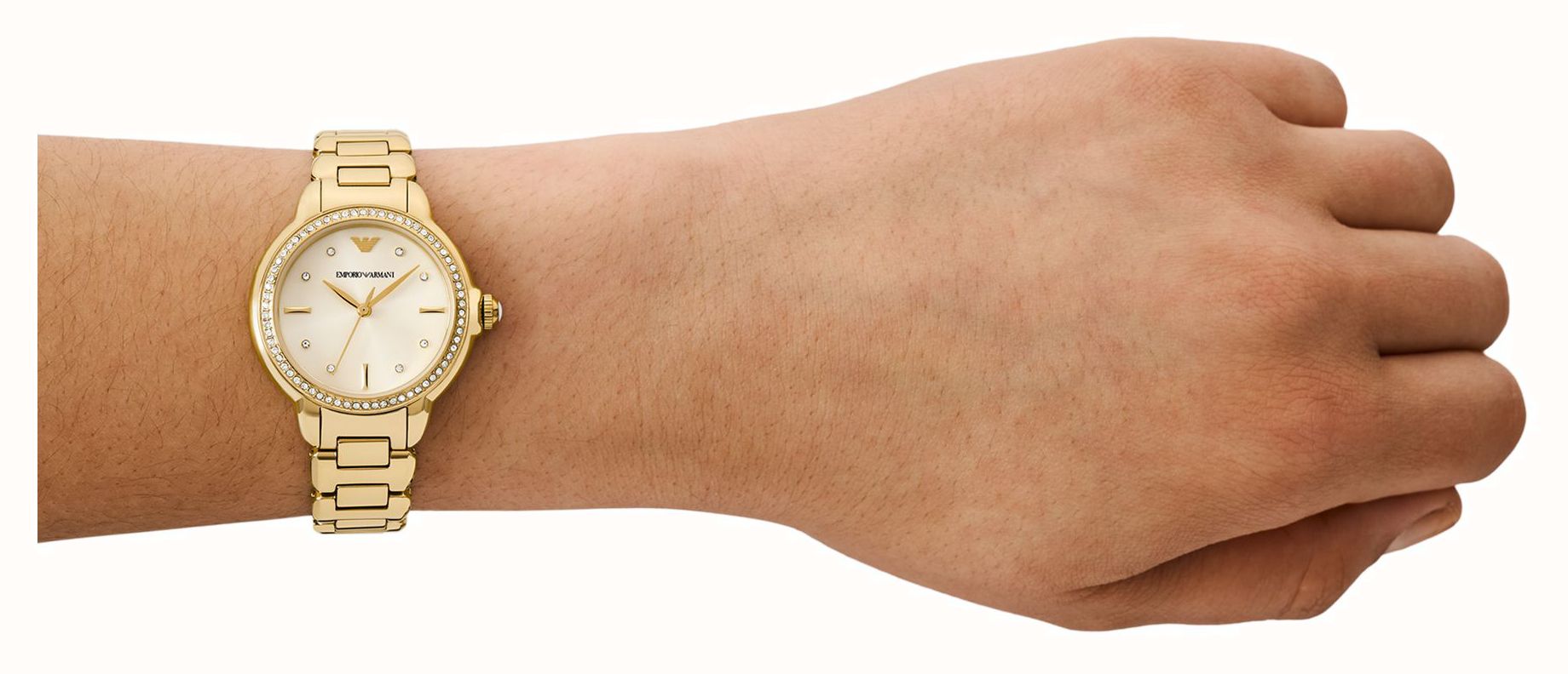 Emporio Armani Three-Hand Crystal Quartz (32mm) Champagne Dial / Gold ...