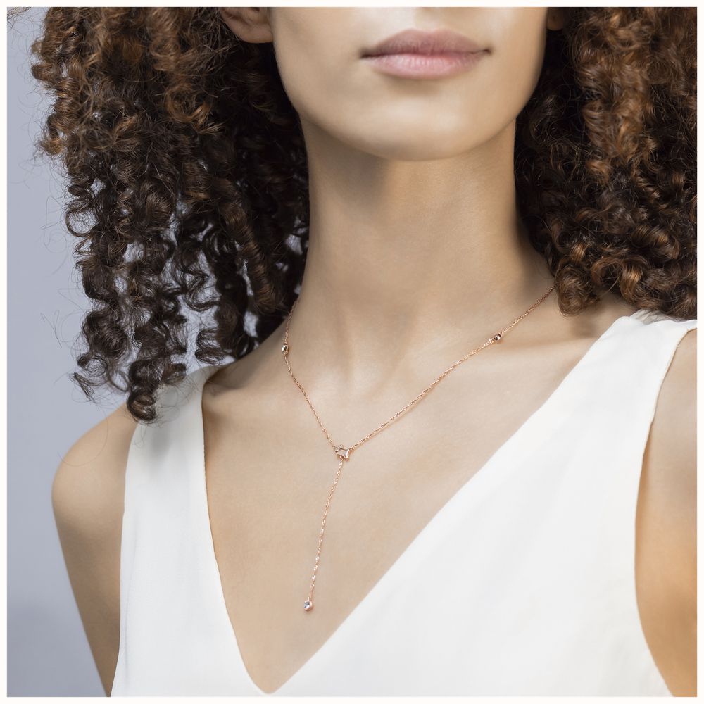 Radley Jewellery Drop Detail Necklace | Rose Gold Plated | Crystal Set ...