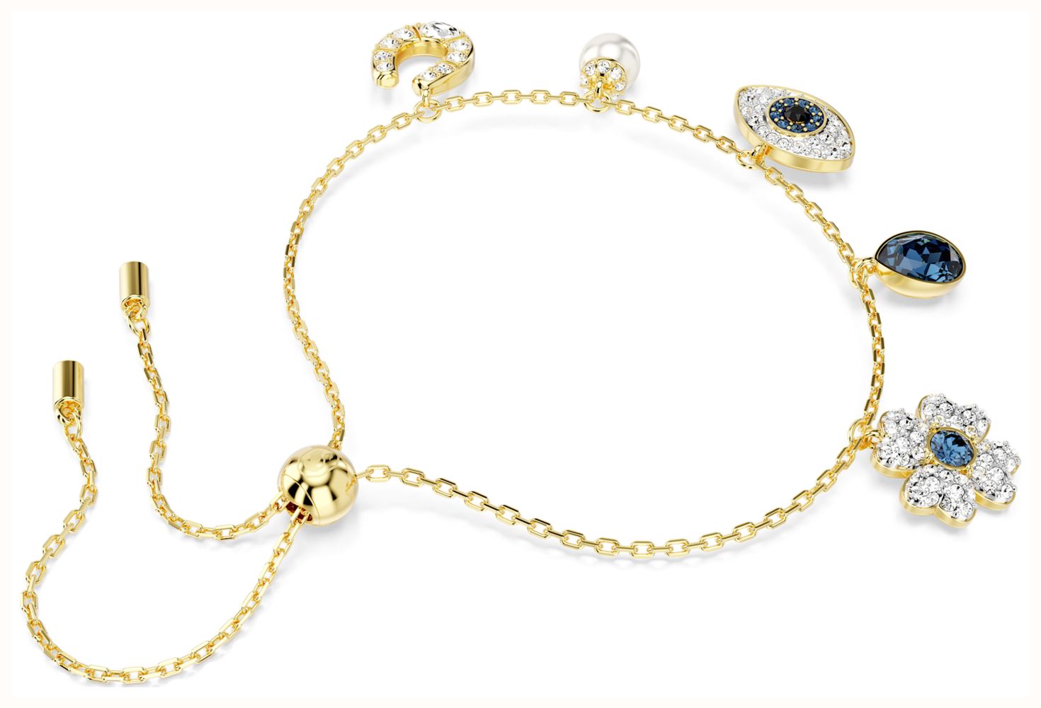 Swarovski Symbolica Bracelet Clover Evil Eye Horseshoe White And Blue ...