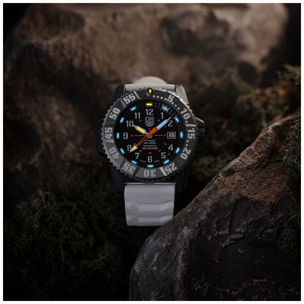 Luminox MIL-SPEC 3350 Series (46mm) Black Dial / White Rubber And Black ...