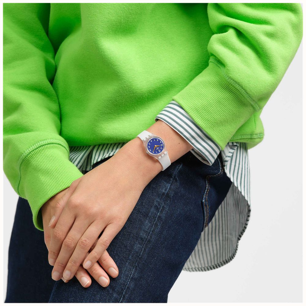 Swatch THE GOLD WITHIN YOU (25mm) Blue Dial / White Silicone Strap ...