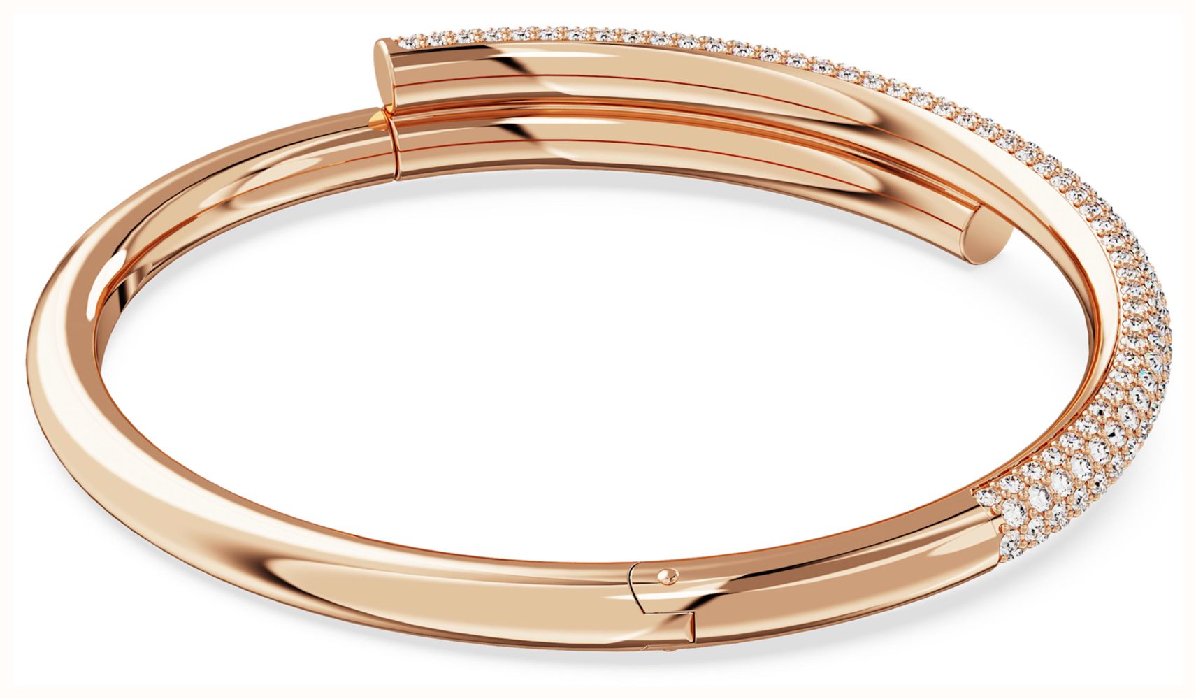 Swarovski Dextera Bangle White Crystals Rose Gold-Tone Plated Size ...