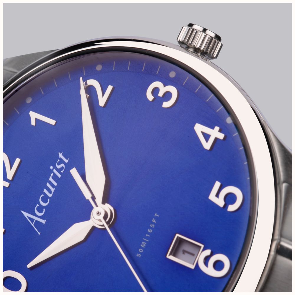 Accurist Men's Classic (37mm) Blue Dial / Stainless Steel Bracelet ...