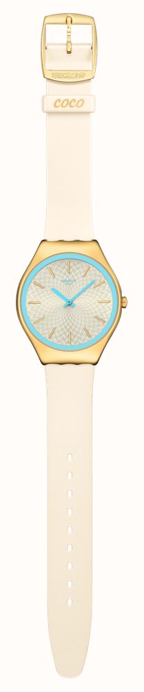 Swatch COCO HO BLU (38mm) Ivory Dial / Ivory Silicone Strap SYXG127 ...