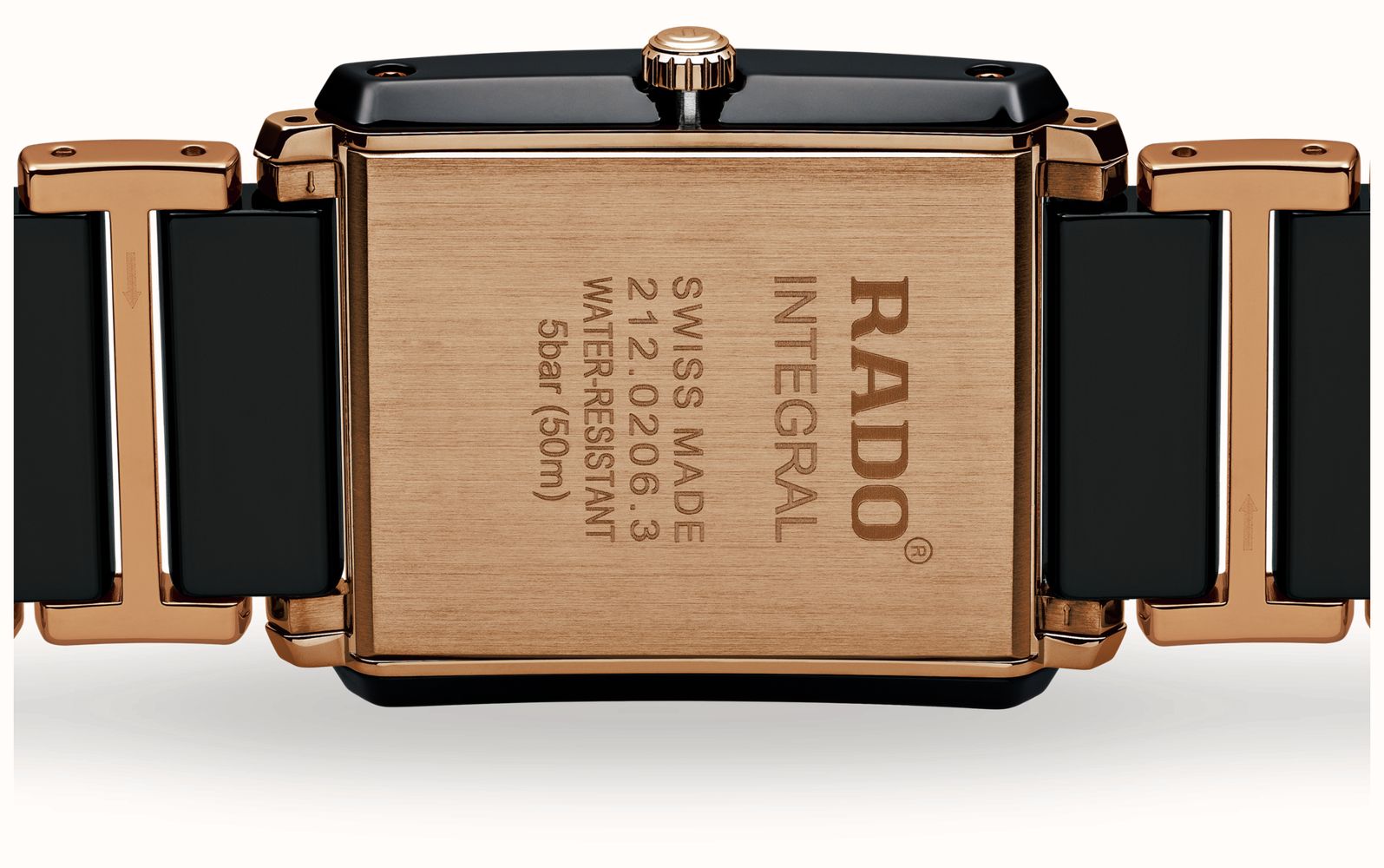 RADO Integral L Men's Black/Rose Gold PVD Plated Bracelet Diamond Black ...